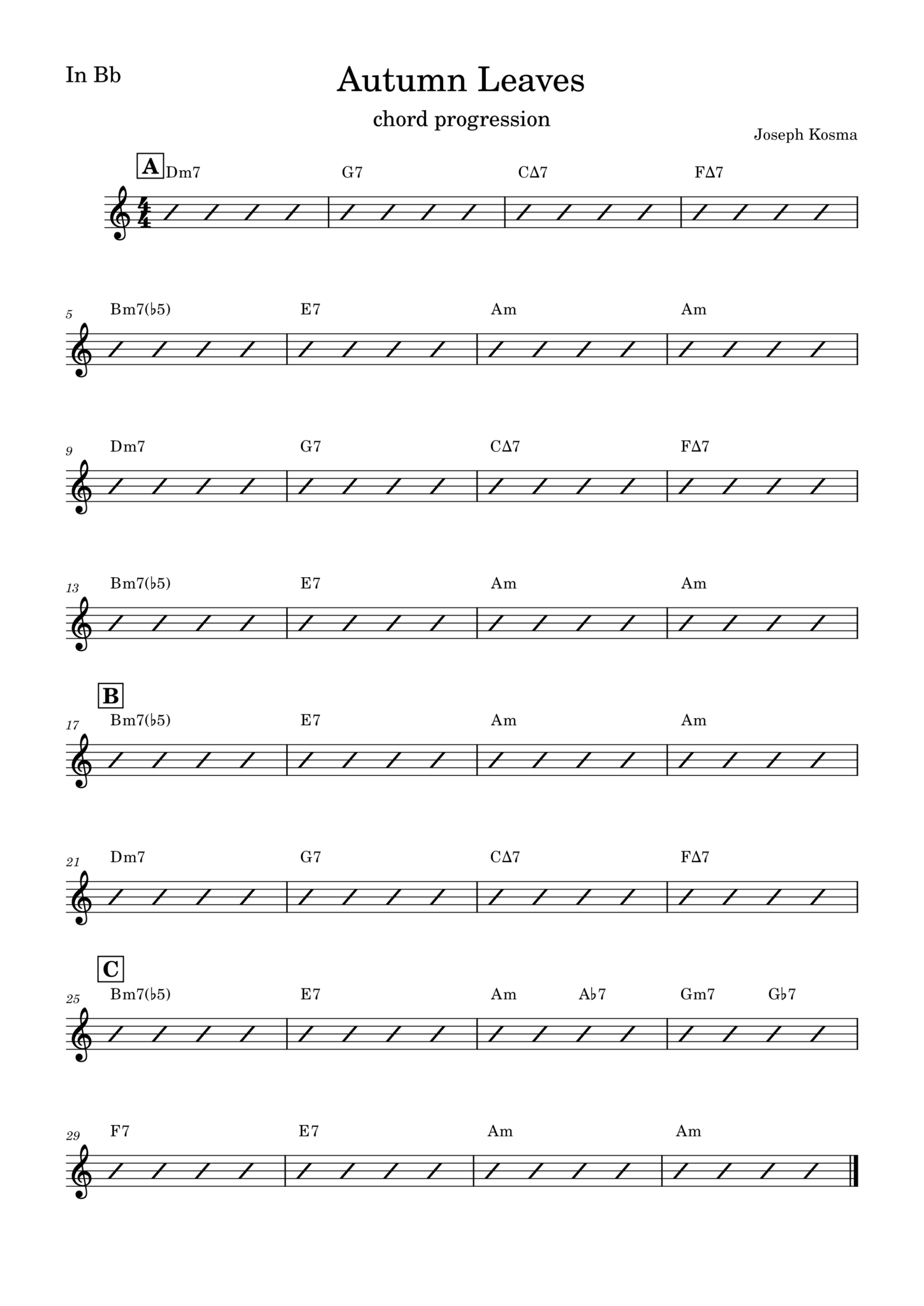 【ジャズスタンダード伴奏音源mp3】Autumn Leaves Gm (コード進行付) - ヤキマクブログ