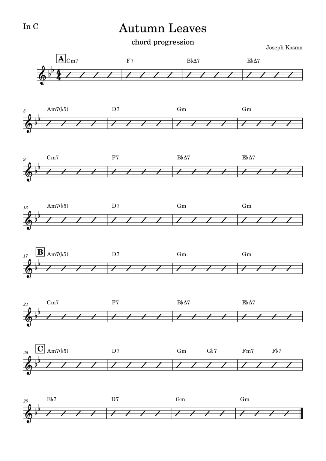 【ジャズスタンダード伴奏音源mp3】Autumn Leaves Gm (コード進行付) - ヤキマクブログ